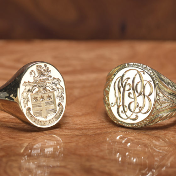 Platinum or Gold with Platinum Oval Signet Rings in Raleigh